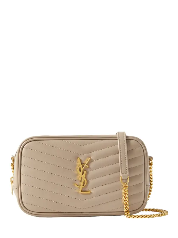 Saint Laurent Lou Mini Matelassé Leather Shoulder Bag - Neutrals