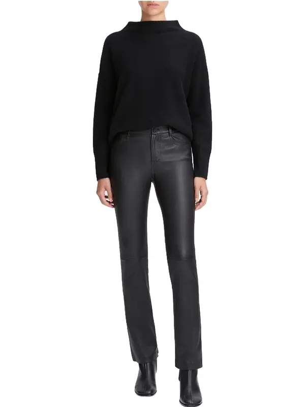 Vince Stretch Leather Boot-cut Pant - Black