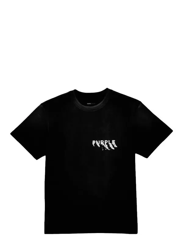 PURPLE BRAND Graphic Logo Knit Jersey Crewneck T-shirt - Black