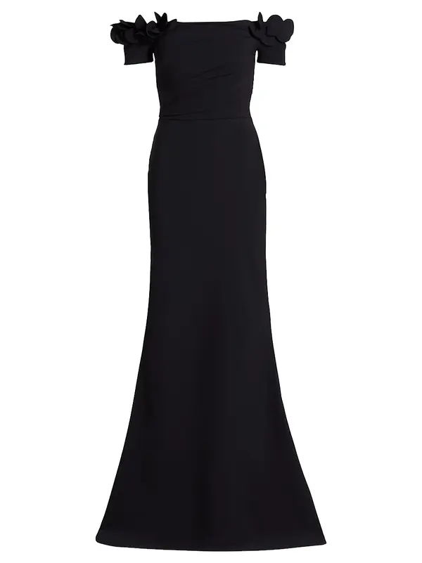 Chiara Boni La Petite Robe Yiana Floral Appliqué Gown - Black