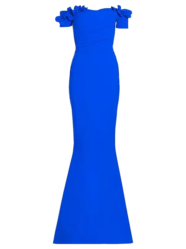 Chiara Boni La Petite Robe Yiana Floral Appliqué Gown - Blue Klein