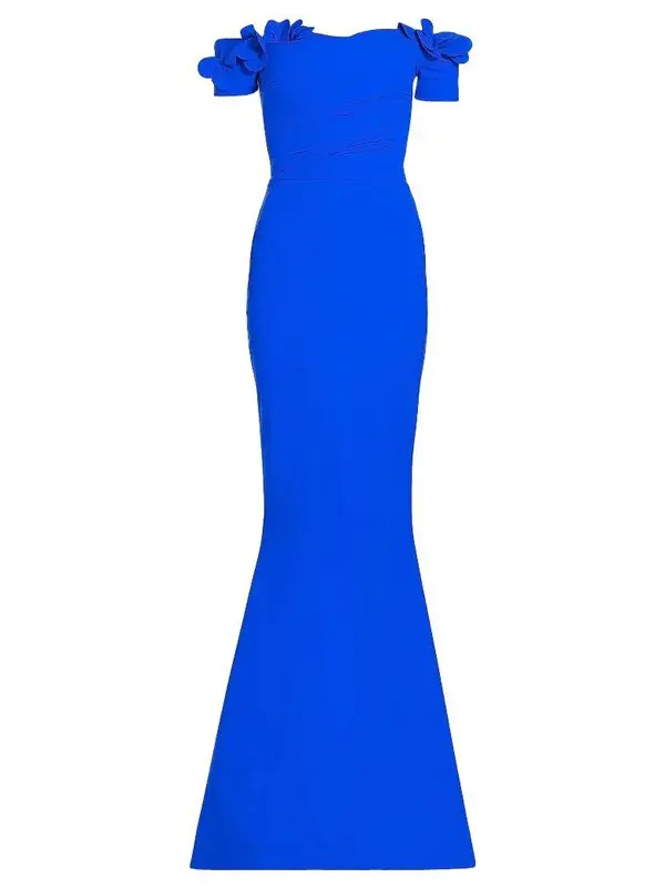Chiara Boni La Petite Robe Yiana Floral Appliqué Gown - Blue Klein