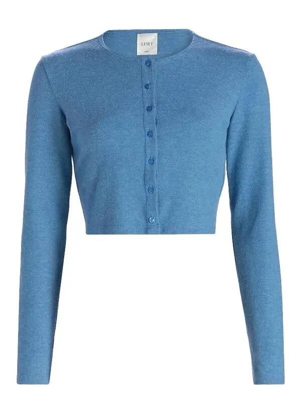 LESET Lauren Crop Ii Knit Cardigan - Bleuet Melange