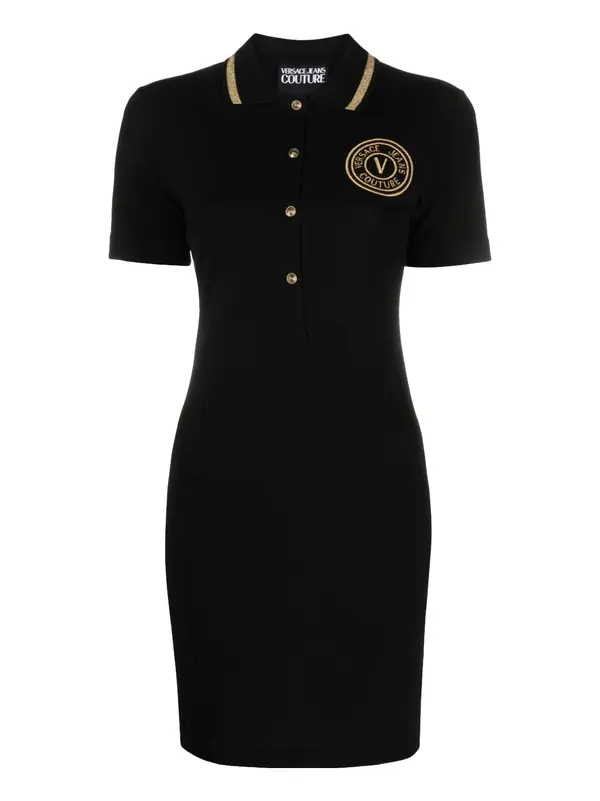 Versace V-emblem Polo Minidress - Black
