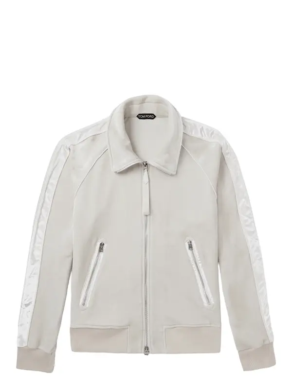 TOM FORD Satin-trimmed Velvet Track Jacket - Neutrals