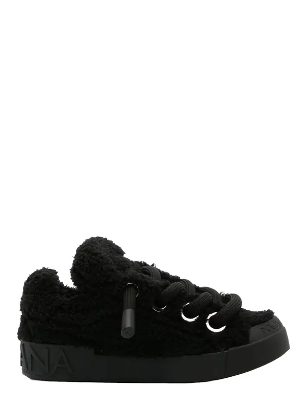 Dolce & Gabbana Portofino Terry-cloth Sneakers - Black