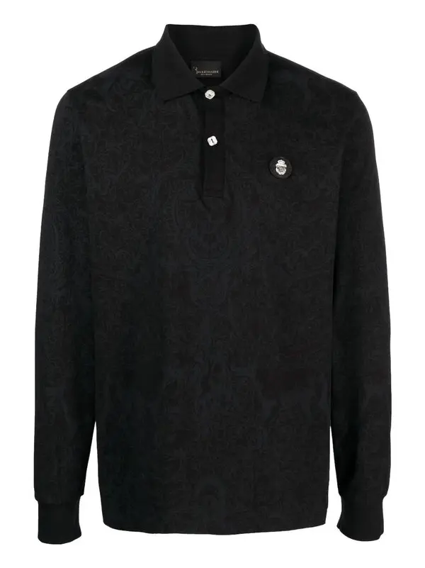 BILLIONAIRE Piquet Long-sleeved Polo Shirt - Black