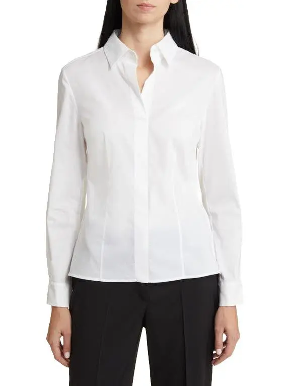 BOSS Bashinah Cotton-blend Blouse - Bright White