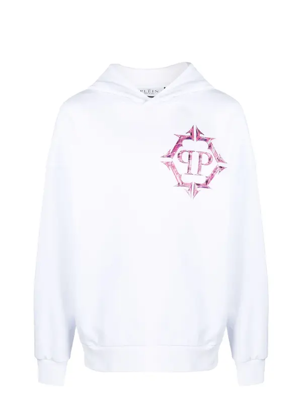 Philipp Plein Chrome Logo Hoodie - White
