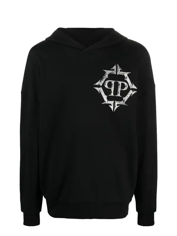 Philipp Plein Chrome Logo-print Hoodie - Black