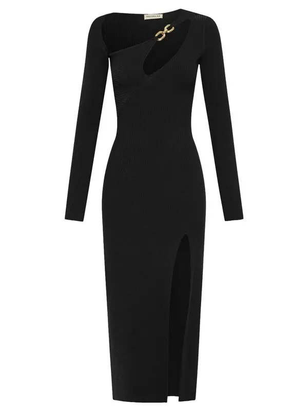 NICHOLAS Ginerva Asymmetric-neck Mid-length Dress - Black