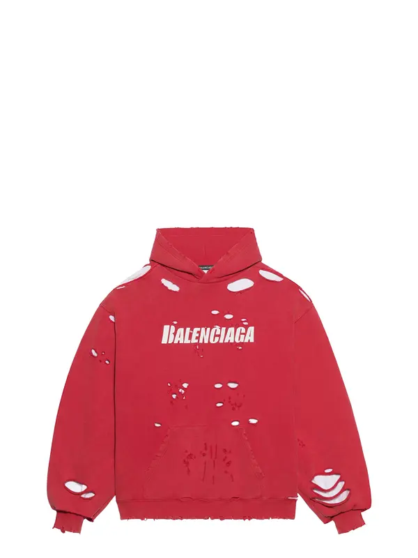 Balenciaga Destroyed Hoodie - Red