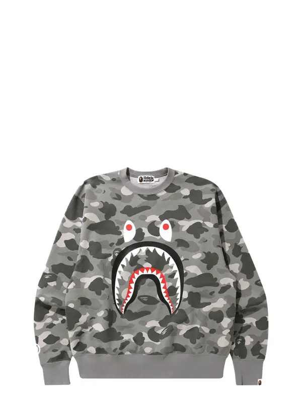 BAPE Color Camo Shark Relaxed Fit Crewneck - Grey