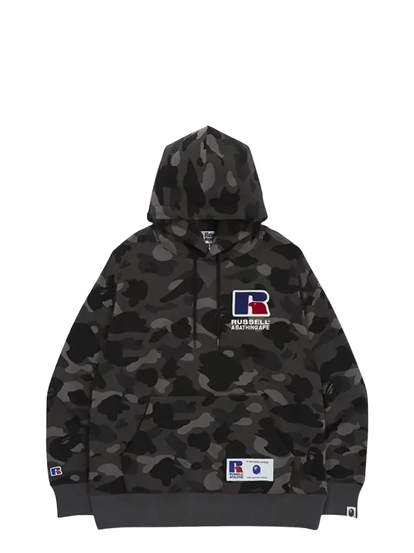 A BATHING APE X Russell Color Camo College Hoodie - Black