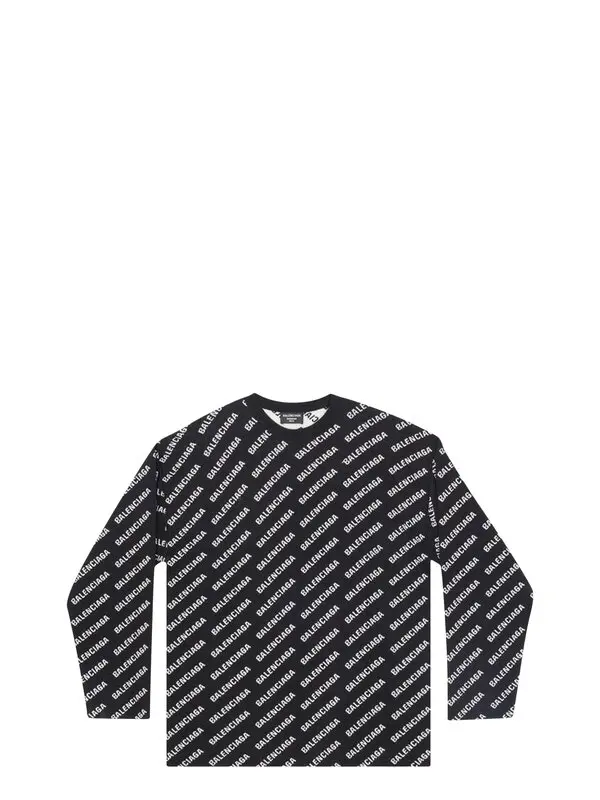 Balenciaga All-over Logo Crewneck - Black