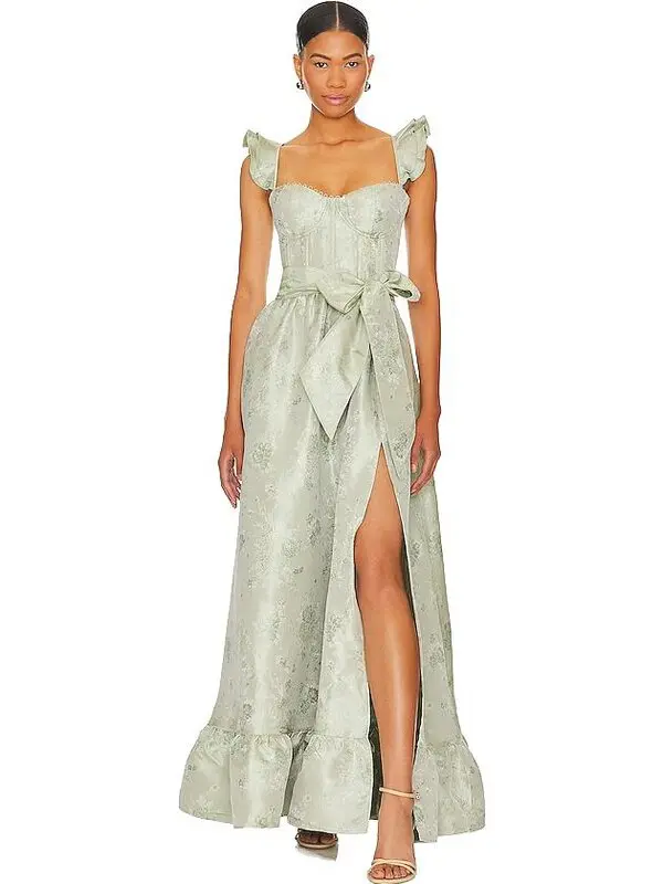 V. CHAPMAN Veronica Gown - Sage Windsor Brocade
