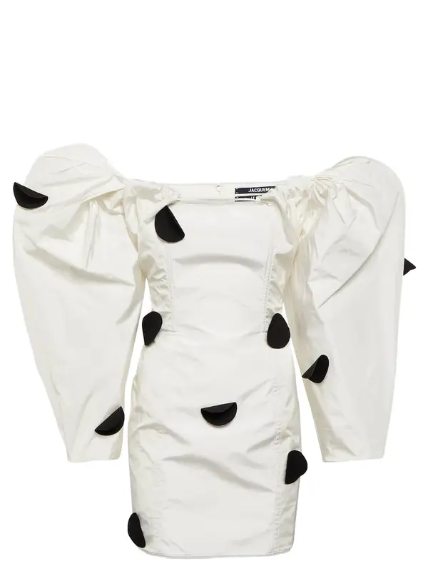 Jacquemus La Robe Taffetas Polka-dot Minidress - White