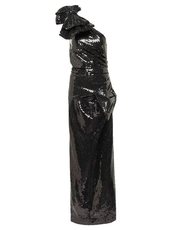 Nina Ricci Sequined One-shoulder Gown - Black
