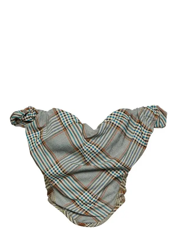 VIVIENNE WESTWOOD Checked Bustier Crêpe Top - Multicoloured