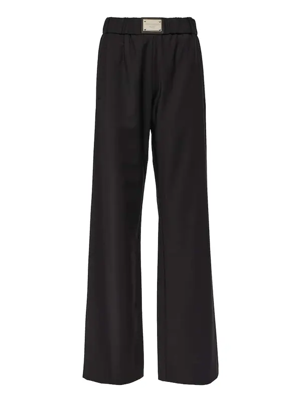 Dolce & Gabbana Wool-blend Wide-leg Trousers - Black