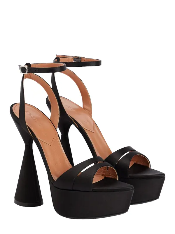 D'ACCORI Skye Satin Platform Sandals - Black