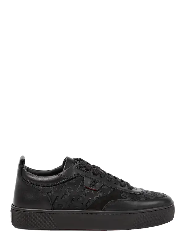 CHRISTIAN LOUBOUTIN Happyrui Leather-trimmed Sneakers - Black