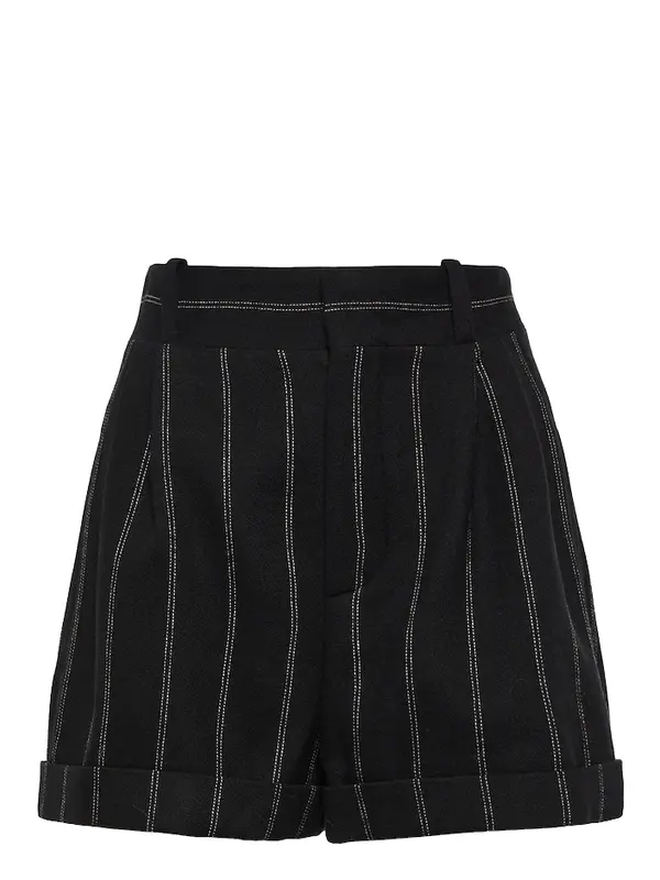 THE MANNEI Kudebi Pinstripe Wool Shorts - Black