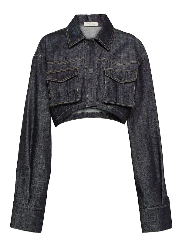 THE MANNEI Gudari Cropped Denim Blazer - Blue