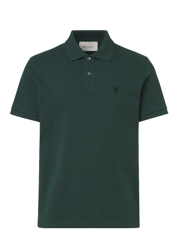 AMI Paris De Cœur Cotton Piqué Polo Shirt - Green