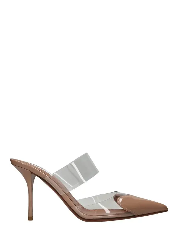 Alaïa Patent Leather Heart Mules - Nude
