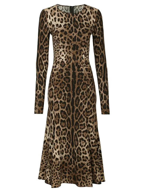 Dolce & Gabbana Leopard-print Calf-length Cady Dress - Animal Print