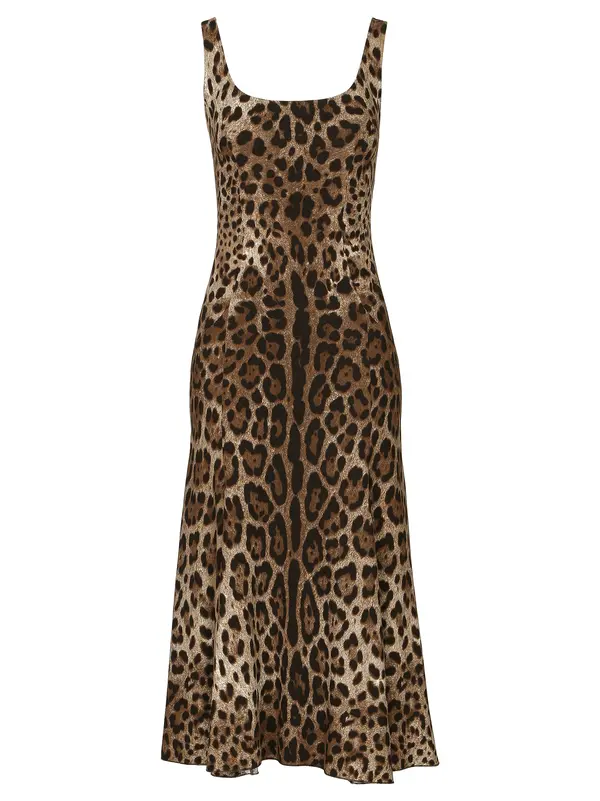 Dolce & Gabbana Leopard-print Cady Calf-length Dress - Animal Print
