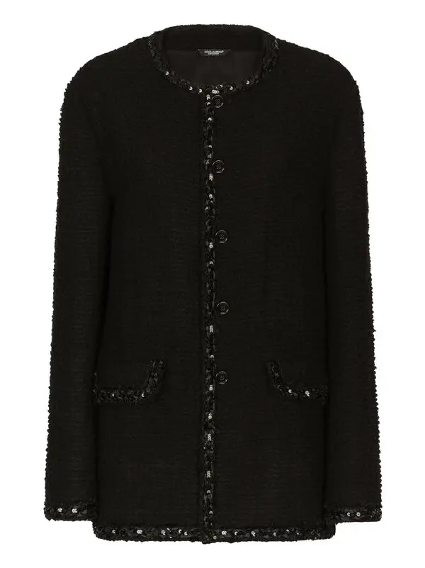 Dolce & Gabbana Single-breasted Bouclé Jacket - Black
