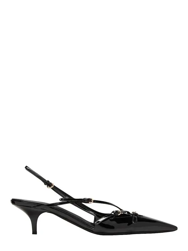 Miu Miu Patent Buckle-trio Slingback Pumps - Porpora