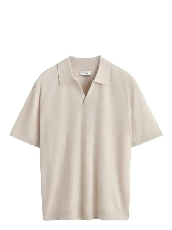 Cos Merino Wool Polo Shirt - Beige