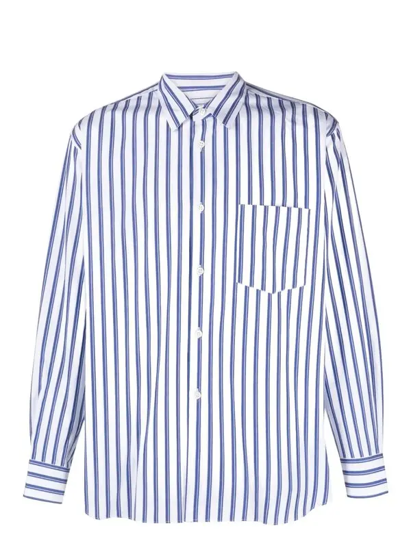 Comme Des Garçons Striped Long-sleeve Cotton Shirt - White
