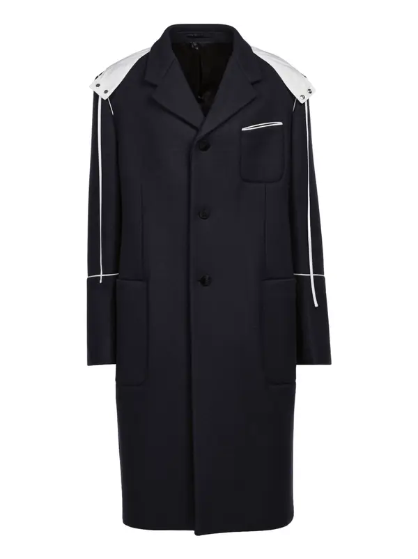 FERRAGAMO Single-breasted Hooded Coat - Blue