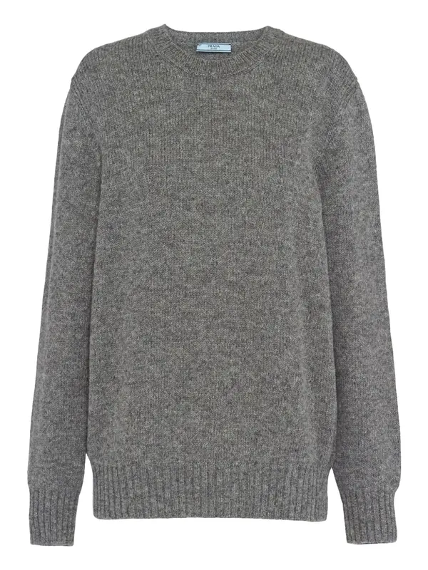 Prada Triangle-logo Wool Jumper - Grey