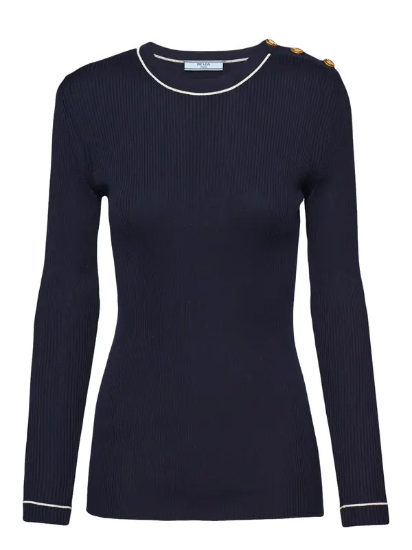Prada Button-embellished Jumper - Blue