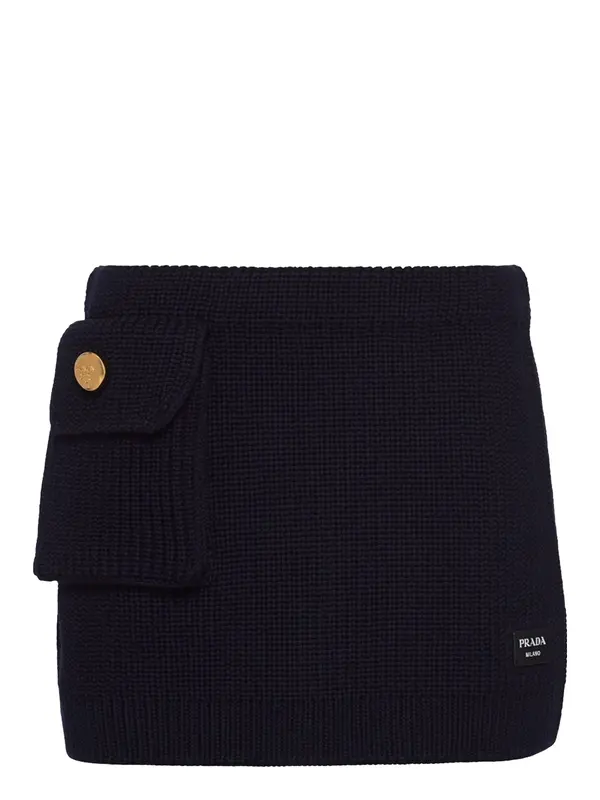 Prada Ribbed-knit Wool Miniskirt - Blue
