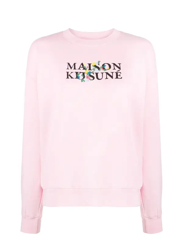 Maison Kitsuné Logo-print Cotton Sweatshirt - Pink