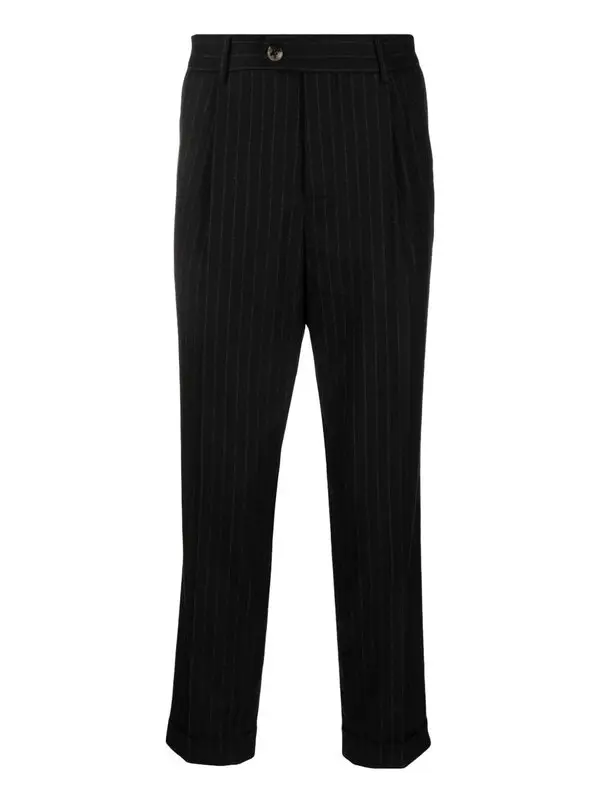 Brunello Cucinelli Pinstripe Virgin-wool Trousers - Black