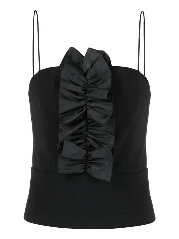 Pinko Ruffled-trim Spaghetti-strap Top - Black