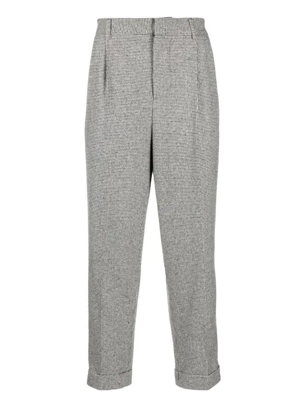 Brunello Cucinelli Micro-houndstooth Pattern Trousers - Grey