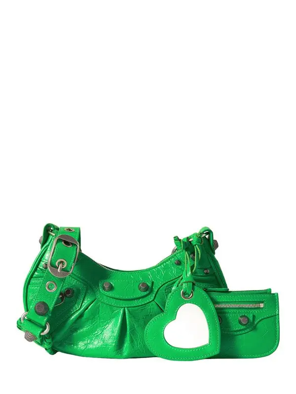 Balenciaga Le Cagole Xs Crinkled-leather Shoulder Bag - Green