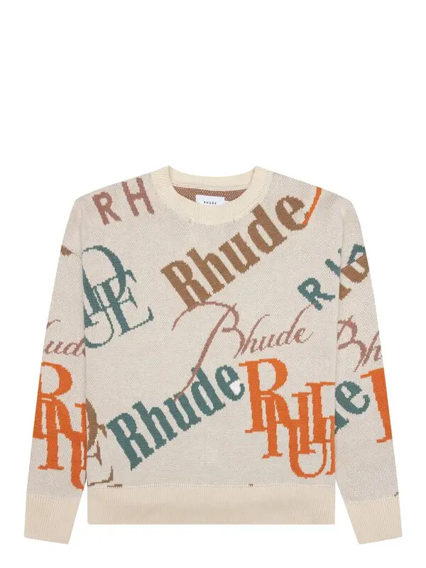 Rhude Jacquard Logo Knit Crewneck - White