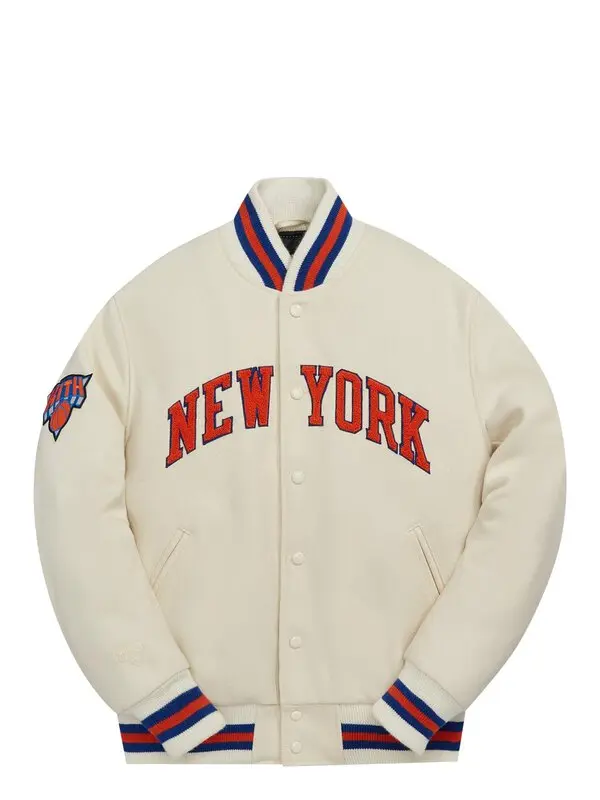 Kith And Golden Bear New York Knicks Varsity Jacket - Cream
