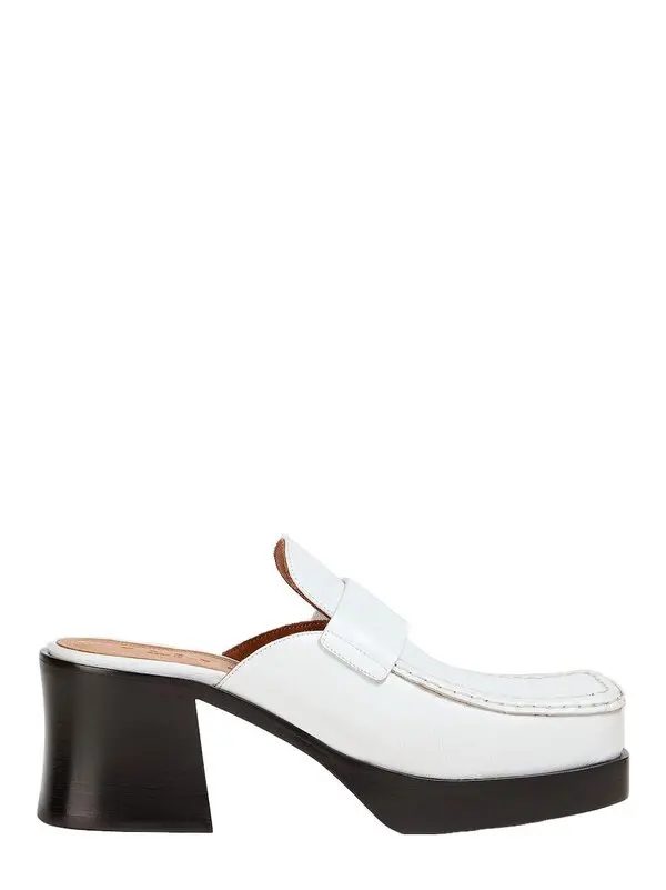 Marni Leather Platform Mules - White