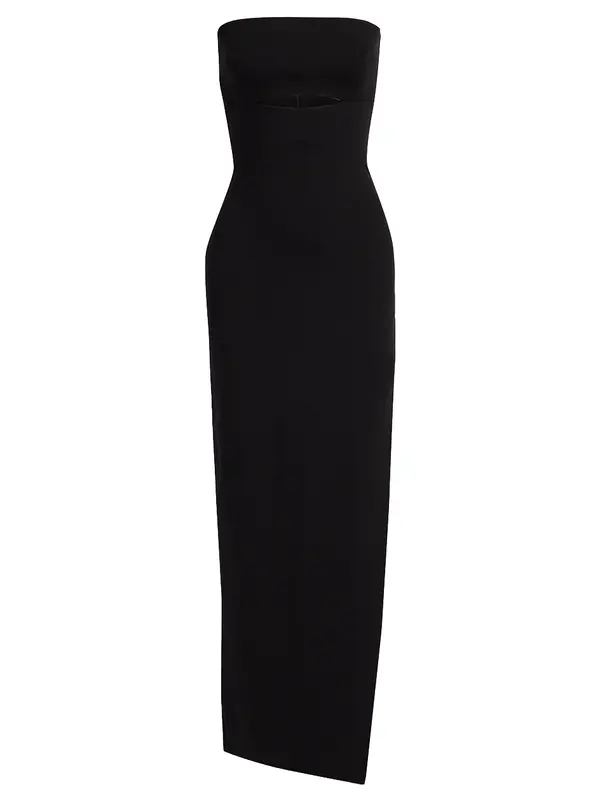 NICHOLAS Strapless Cutout Jersey Maxi Dress - Black