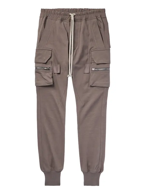 Rick Owens Mastodon Skinny-fit Stretch-cotton Jersey Cargo Trousers - Brown